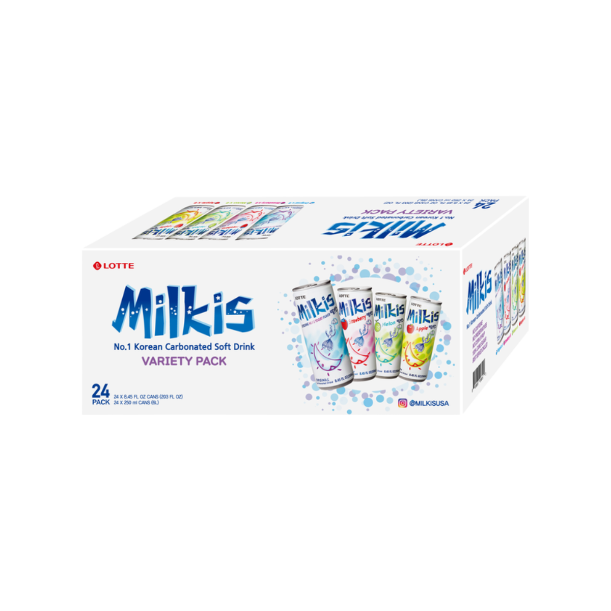 Lotte Milkis Carbonated Soft Drink, Variety Pack, 8.45 fl oz, 24 ct ...